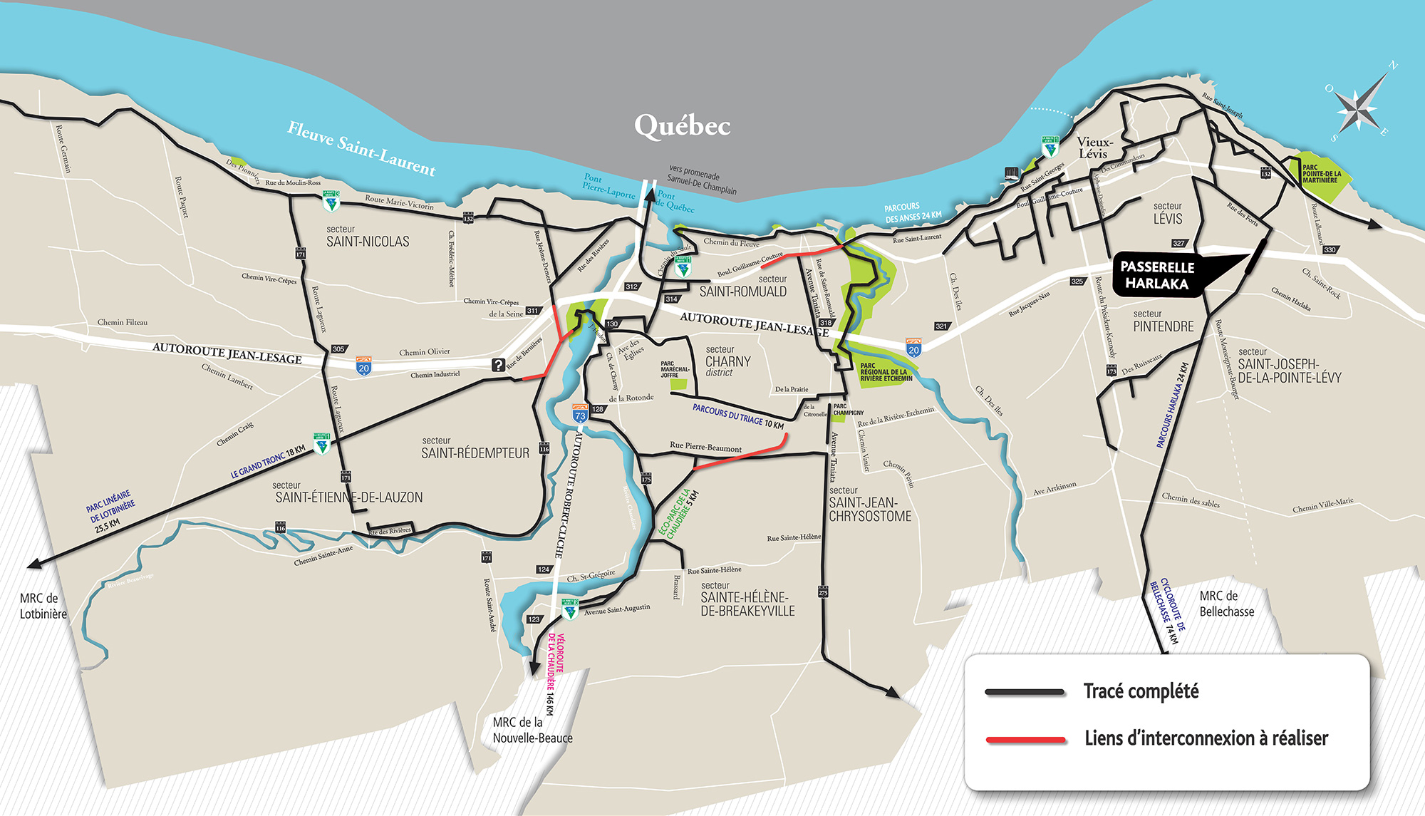 Pistes cyclables - Ville de Lévis